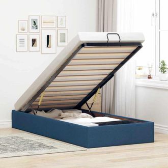 vidaXL Cadre de lit ottoman sans matelas bleu 100x200 cm tissu vidaXL