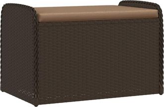 vidaXL Vidaxl - Banc de rangement et coussin marron 80x51x52 cm r&eacute;sine tress&eacute;e
