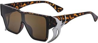 Generic Lunettes de soleil surdimensionnées punk tendance de luxe à grande monture pour homme et femme Lunettes une pièce UV400, C3 Demi Marron, Taille unique