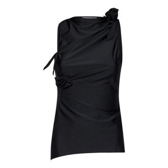 Coperni Asymmetric Flower Top - - Tops - Damen - Schwarzk - XS