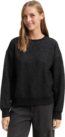 Tom Tailor Damen 1049055 Sweatshirt Mit Glitzer-Effekt, 34029 - Black Glitter, L EU