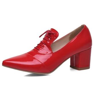 Generic Eestfy Escarpins &agrave; Bout Pointu avec Talon Bloc, Cuir Verni, pour Travail et &eacute;v&eacute;nements Cocktail, Talon Moyen, Chaussures de soir&eacute;e &agrave; Lacets Oxford, Se