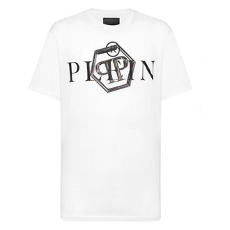 Philipp Plein Homme, Tops, Blanc, Taille: 3XL T-shirt Col Rond MC