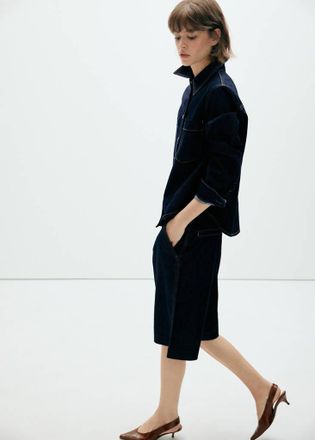 Mango Bermuda straight fit pinces bleu - Femme - 32 - MANGO