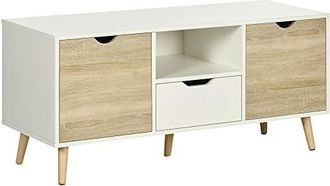 HOMCOM Meuble TV Banc TV Buffet Bas Meuble de Rangement sur Pied avec 2 placards en Bois pour Chambre Salon 110 x 40 x 50 cm