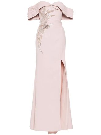 Saiid Kobeisy robe longue à ornements en cristal - Rose