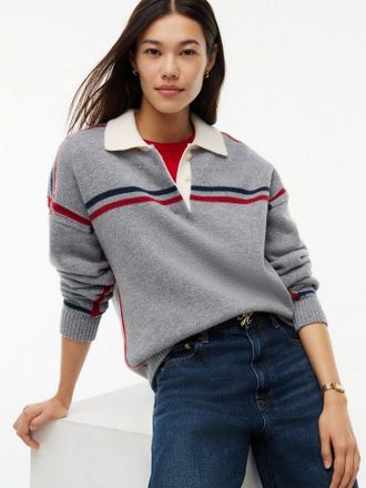Tommy Hilfiger Strickpullover RWB POLO BOXY FIT SWT aus reiner Wolle