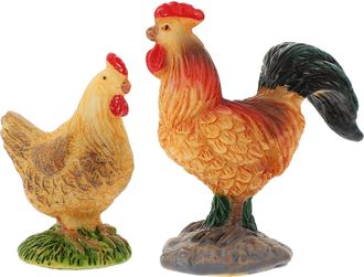 BESPORTBLE 2 St&uuml;ck Teiliges H&uuml;hner Langlebigem Resin Realistische Hennen Hahn Figuren Wetterfeste Gartendeko f&uuml;r Au&szlig;enbereich Lebensechte Gefl&uuml;gel skulpturen f&uuml;r