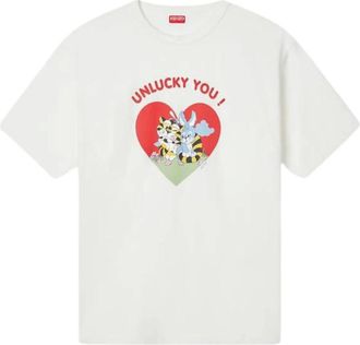 Kenzo Homme, Tops, Blanc, Taille: 2XL T-shirt Imprim&eacute; Arc-en-ciel