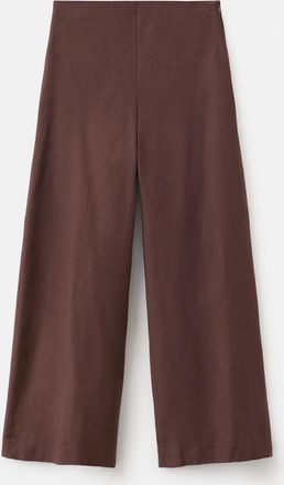 Mango Pantalon droit lin chocolat - Femme - 34 - MANGO