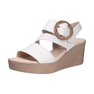 Gabor Femme, Chaussures, Blanc, Taille: 37 1/2 EU &Eacute;l&eacute;gantes Sandales Compens&eacute;es en Cuir