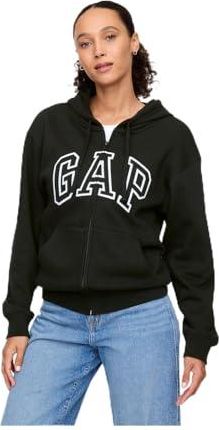 GAP Sweat à capuche zippé avec logo pour femme, True Black II, X-Large