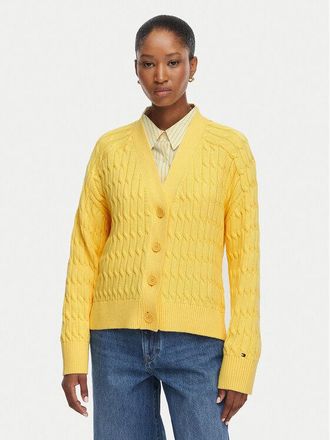 Tommy Hilfiger Strickjacke Mid Gg Cable WW0WW50078 Hellgelb Regular Fit