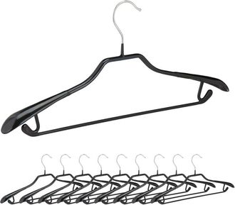 Relaxdays 100 x Kleiderb&uuml;gel f&uuml;r Anz&uuml;ge, Anzugb&uuml;gel, gummiert, aus Metall, rutschfest, platzsparend, 44 cm breit, schwarz