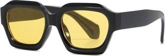 Generic Lunettes de soleil tendance et &eacute;l&eacute;gantes pour femme - Forme rectangulaire - Protection UV - Pour conduite et homme - Noir et jaune 2026