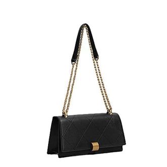 Generic Sac &agrave; bandouli&egrave;re matelass&eacute; pour femme avec cha&icirc;ne en cuir, sac &agrave; main tendance, petit sac &agrave; bandouli&egrave;re, Noir, Small