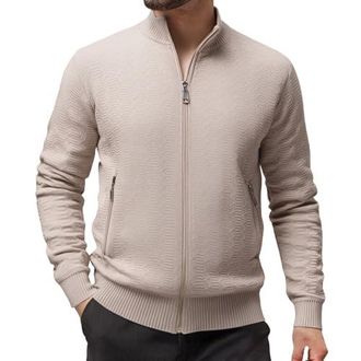 Generic Pull d&eacute;contract&eacute; pour homme Cardigan Col montant Pull Automne et Hiver &Eacute;pais D&eacute;contract&eacute; Chaud Veste polyvalente Plus Velours Slim Veste &agrave; capuche Swe