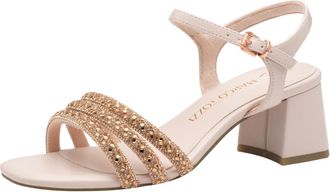 Marco Tozzi Damen Sandalen mit Absatz Runde Spitze Elegant, Beige (Powder), 37 EU