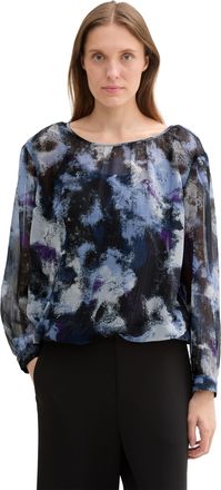 Tom Tailor Damen Chiffon Bluse mit Untertop, 36558 - Artistic Watercolor Design, 44