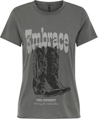 Only Onllucy Life Reg S/S JRS Noos Haut, Gris, XL