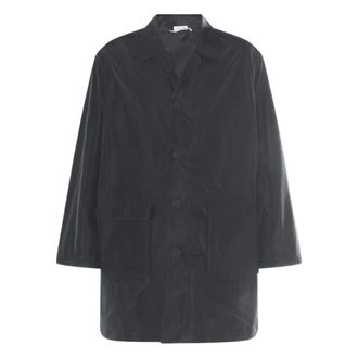 Thom Browne Femme, Manteaux, Gris, Taille: 42 FR Manteau crois&eacute; &agrave; imprim&eacute; logo