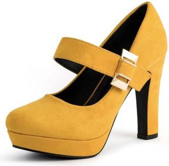 Generic Chaussures Mary Jane pour Femme Talon &eacute;pais Semelle compens&eacute;e Bout Rond Tige Souple Design Couleurs Vives adapt&eacute;es aux Tenues d&eacute;contract&eacute;es et &eacute;l&eacute;gant