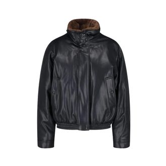 Low Classic Jacke aus Kunstleder mit Pelzkragen - - Jackets - Damen - Schwarzk - XS