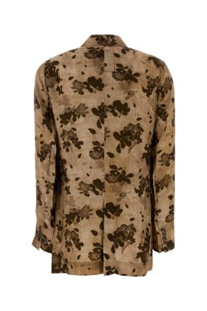 Uma Wang Womens Printed Satin Khloe Blazer Tanbrown Exterior: Viscose Curpo Giacche E Gilet Jacket