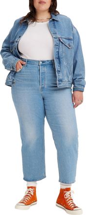 Levi's Damen Plus Size Ribcage Straight Ankle Jeans, Light Indigo Worn In, 14 M