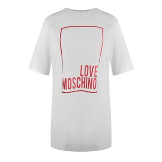 Love Moschino T-Shirt-Kleid f&uuml;r Damen, &Uuml;bergro&szlig; (Wei&szlig;)