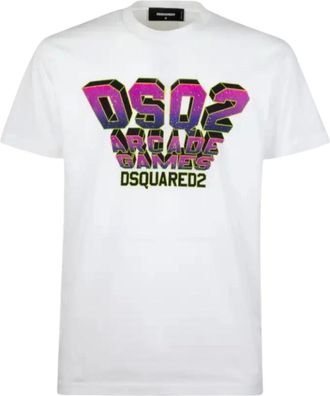 Dsquared2 Homme, Tops, Blanc, Taille: XL T-Shirt Col Rond