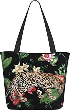 AOOEDM Sac &agrave; provisions pour femme l&eacute;opard floral et animal 33 x 28 x 19 cm. Le cadeau parfait pour la Saint-Valentin. Cest de la Saint-Valentin pour maman, 