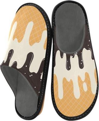 HMZXZ Pantoufles crème glacée caramel pour homme et femme - Chaussons dintérieur pour la maison, la chambre à coucher, les voyages, multicolore, 46/48 EU
