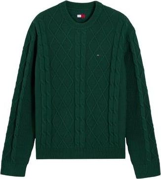 Tommy Hilfiger Pull en maille torsad&eacute;e &agrave; logo en coton