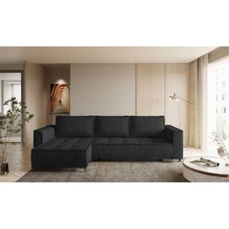 Fun M&ouml;bel Ecksofa Schlafsofa Sofa juna Stoff Terra Schwarz Ottomane Links