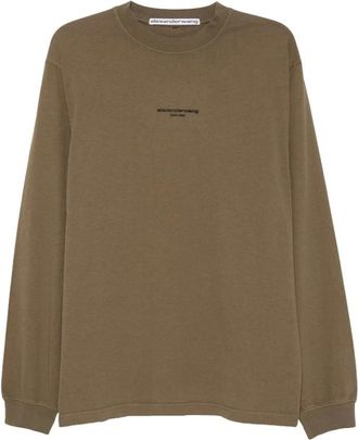Alexander Wang Tee Manches Longues &agrave; Logo Imprim&eacute; - Femme - Tops - Brun - Taille: 40 FR