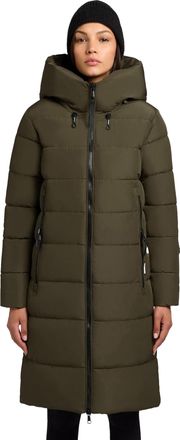 Khujo Damen Langer Wintermantel warmer Steppmantel mit gro&szlig;er Kapuze Jilias5-YM Dark Green Gr. XXL