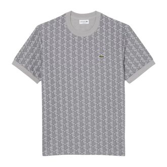 Lacoste T-Shirt Slim Fit mit Jacquard-Monogramm - - Tops - Herren - Grau - XL