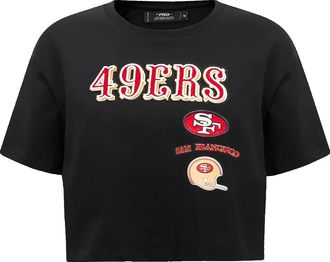 Pro Standard Womens NFL San Francisco 49Ers Retro Classics Kurzarm Boxy T-Shirt Schwarz M