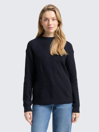 Tom Tailor Strickpullover Pullover & Strickjacken Loose Fit Strickpullover mit Stehkragen