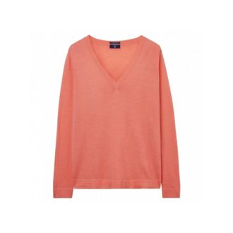 GANT Femme, Pulls, Orange, Taille: 44 FR Pull en laine mérinos à col en V