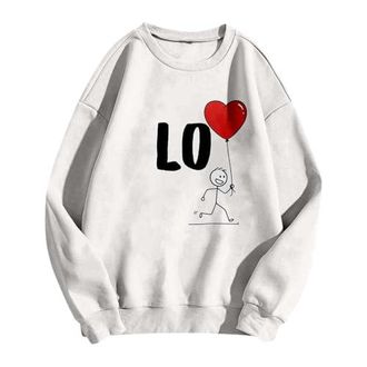 Generic Sweat-shirt &agrave; col rond pour femme - Pull de Saint-Valentin - Sweatshirt pour femmes et hommes - Amusant - Impression damour - Pull pour couples - Manc