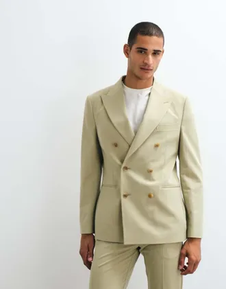 Asos blazer de costume crois&eacute; infroissable vert olive