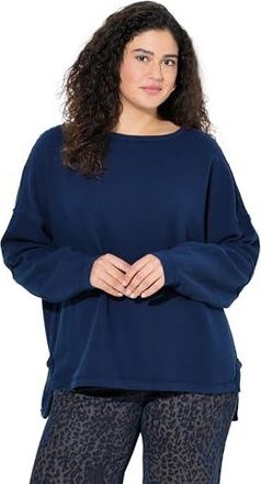 Ulla Popken Sweatshirt mit Offenen Kanten, Encre Bleue, 48-50 Femme