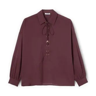 Motivi Oversize-Hemd aus Musselin mit B&auml;ndern - - Blouses & Shirts - Damen - Lila - S