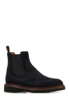 Santoni Mens Kalama Chelsea Boot Navy Suede