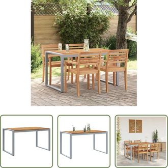 vidaXL Akazienholz - Gartentisch Grau 140 x 80 x 75 cm Massivholz Akazie