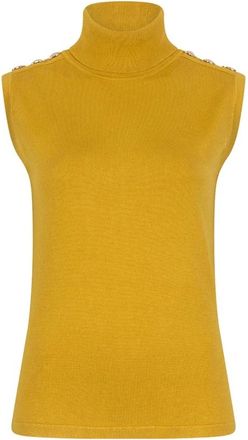 Esqualo Femme, Pulls, Jaune, Taille: 42 FR D&eacute;bardeur &agrave; col roul&eacute; en maille fine sans manches