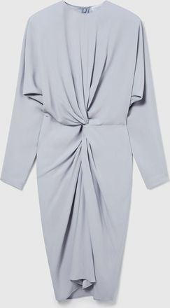 Stella McCartney Twist-Front Long-Sleeved Midi Dress, Woman, Pearl blue, Size: 34
