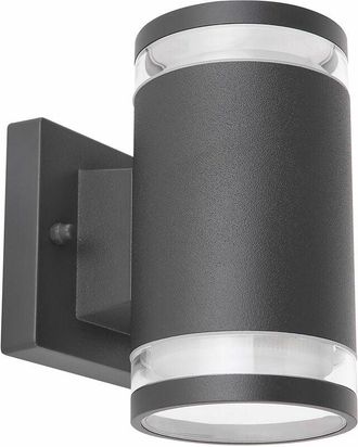 Globo Lighting Lampe de tache de mur ext&eacute;rieur vers le haut vers le bas &eacute;clairage de cour anthracite en verre daluminium l&eacute;ger